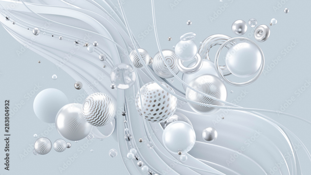 Beautiful abstract background with volume elements, balls, texture ...