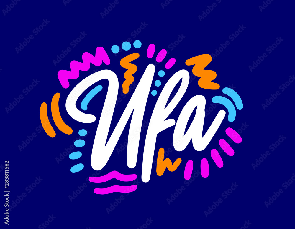 Ufa Handwritten city name.Modern Calligraphy Hand Lettering for ...