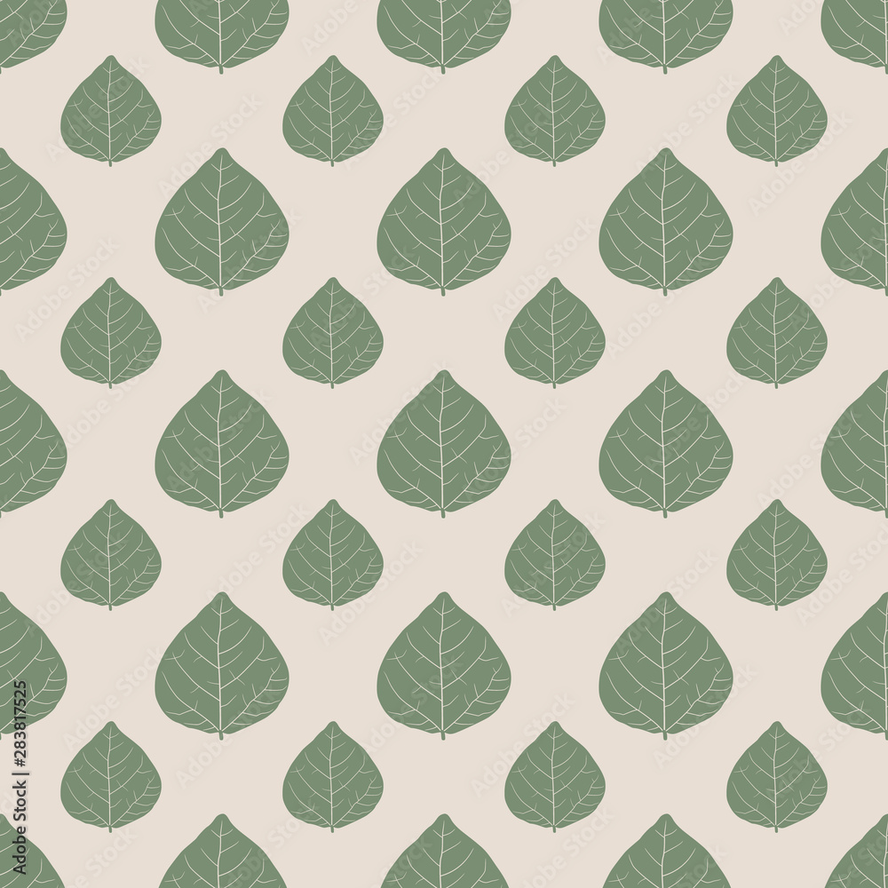 Seamless geometrical floral pattern with rows of tree leaves. Stock ...