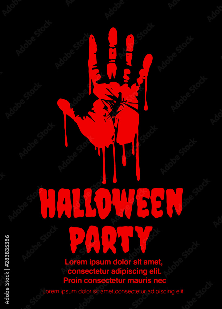 bloody handprint - inscription painted with a brush. Bloody halloween ...