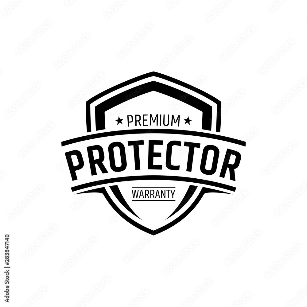 shield stamp logo.flat emblem style.protection vector template.modern ...