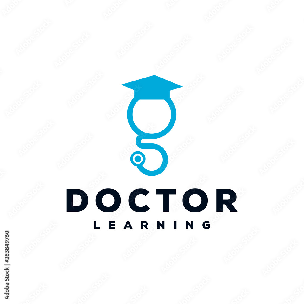 Logo inspiration for doctor learning with stethoscope and bachelor hat ...