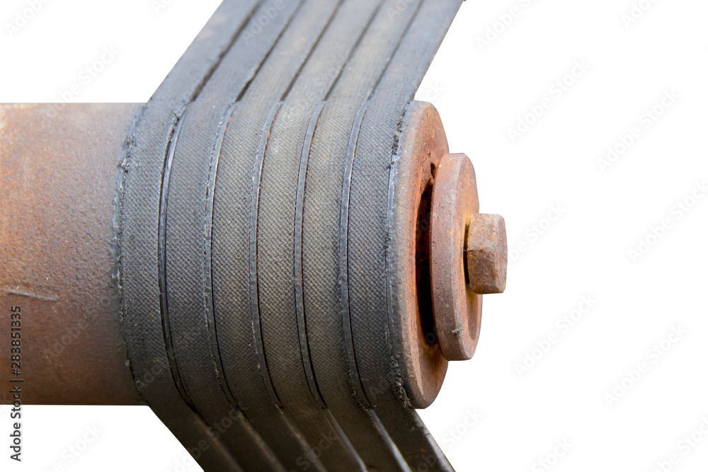 the old rusty pulley belt, close up Stock Photo | Adobe Stock
