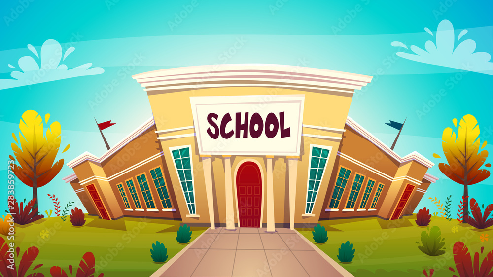 school . day of knowledge funny cartoon background , warm autumn ...