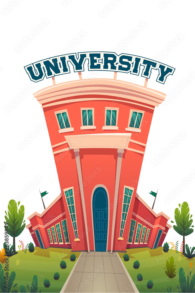 university campus building hall education for students cartoon vector ...