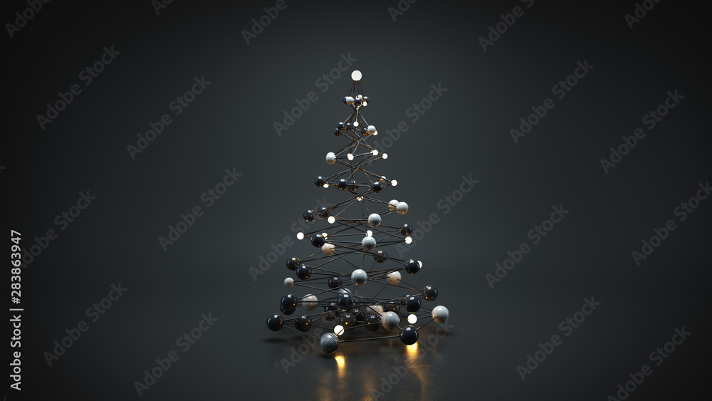 Futuristic christmas tree 3D render Stock Illustration | Adobe Stock