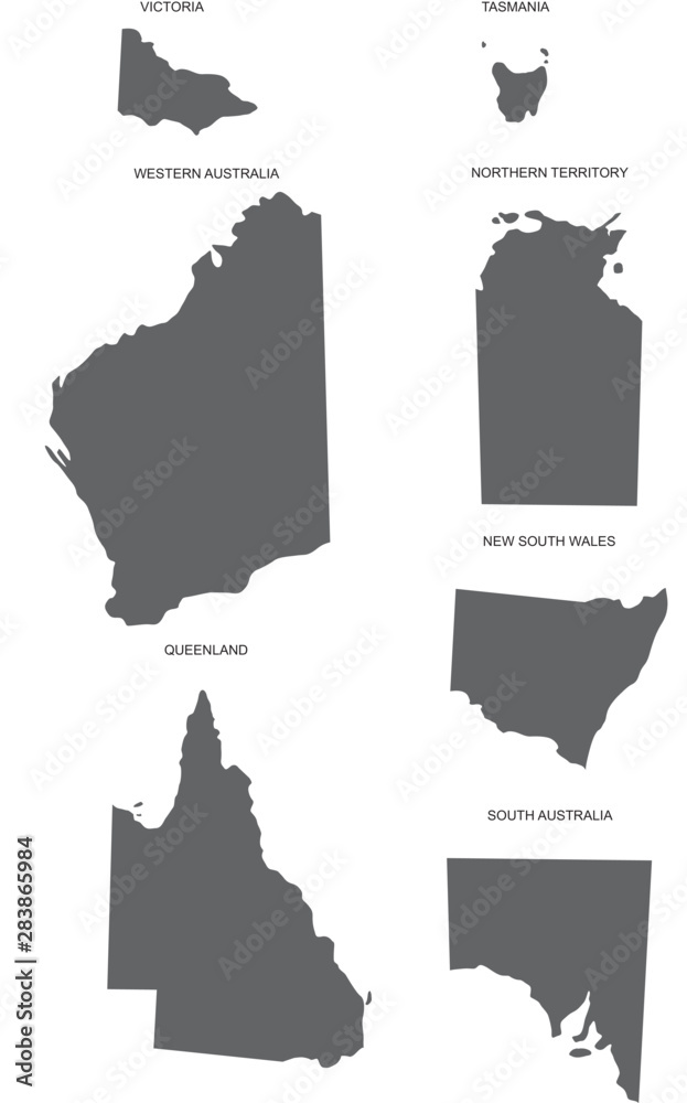 map of australia - with borders of states Stock Vector | Adobe Stock