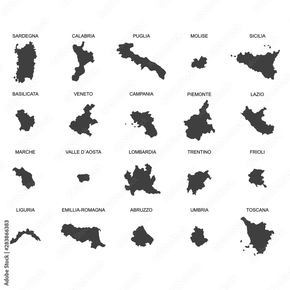 Vetor de vector map of italy with borders of regions do Stock | Adobe Stock