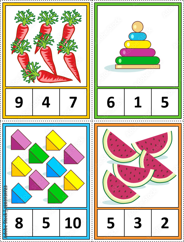 Vektorová grafika „Counting 1 to 10 practice for kids worksheet or four ...