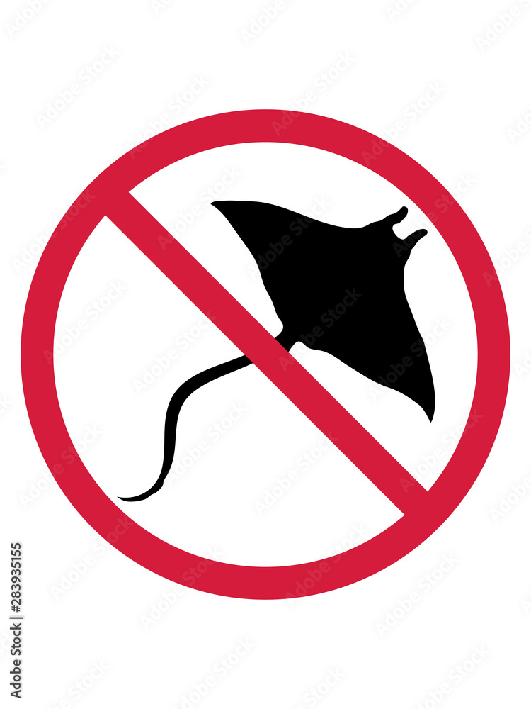 keine stachelrochen verboten schild zone schwimmen tauchen silhouette ...