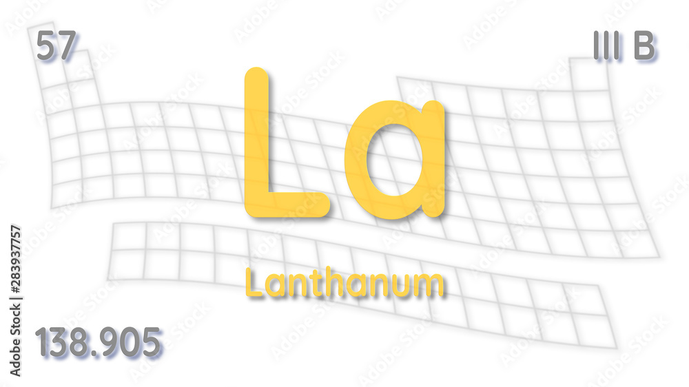 Lanthanum chemical element physics and chemistry illustration backdrop ...