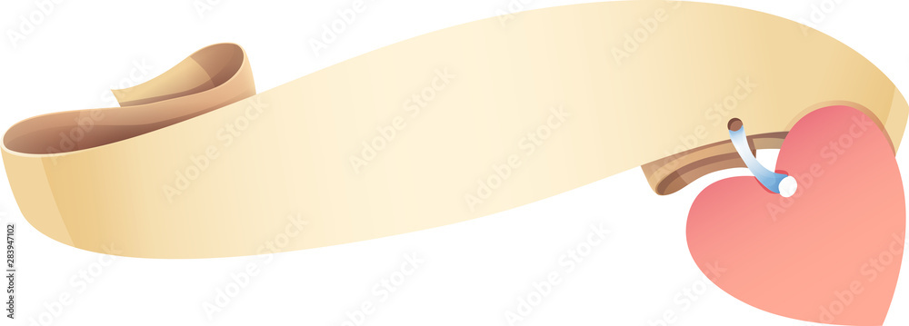 Beige ribbon with heart label vector icon Stock Vector | Adobe Stock