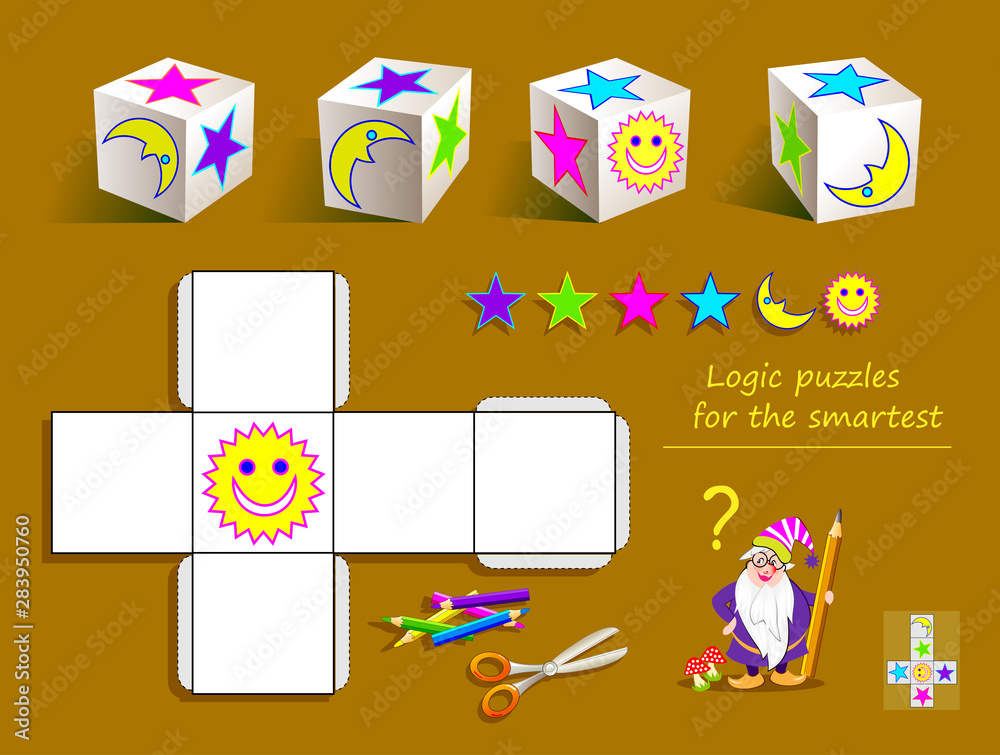 Logic puzzle game for smartest. Draw the signs in empty squares of ...