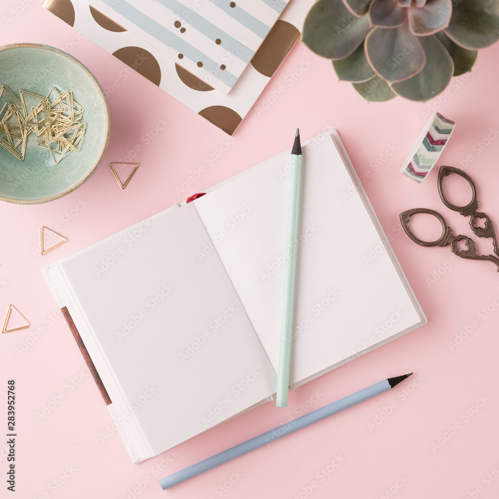 Home office flatlay. Stock Photo | Adobe Stock