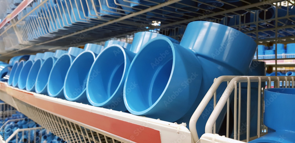 Large 3 way PVC joints for drainage. PVC joints of water pipes of large ...