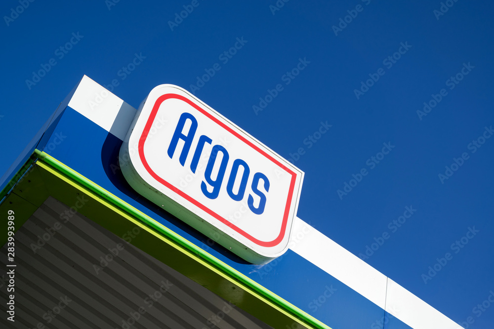 DEN BURG, THE NETHERLANDS - OCTOBER 31, 2018: Argos sign at gas station ...