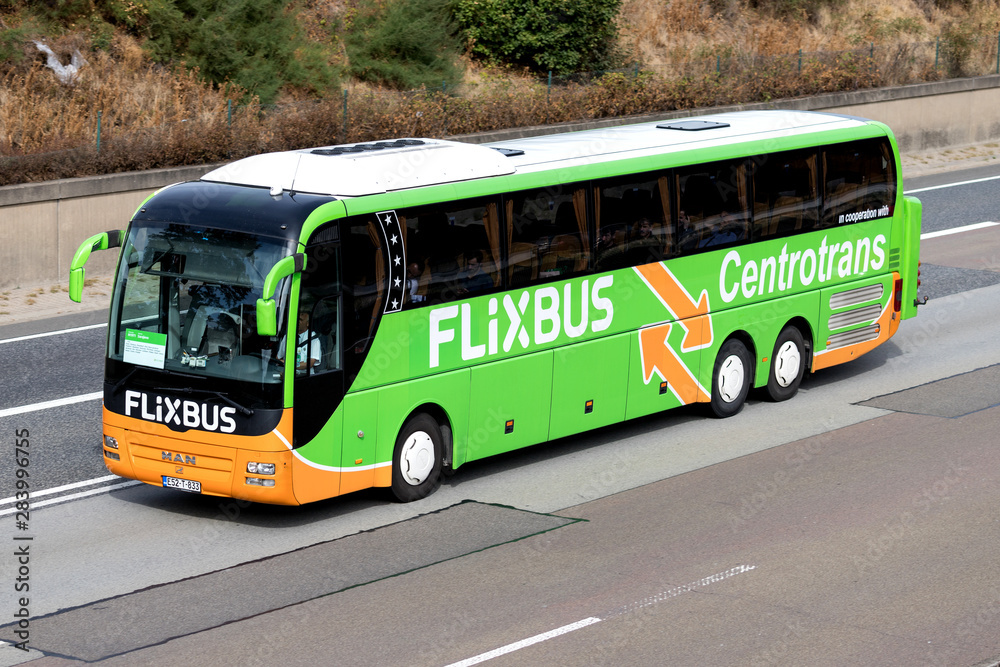 FRANKFURT AM MAIN, GERMANY - September 22, 2018: Flixbus intercity bus ...