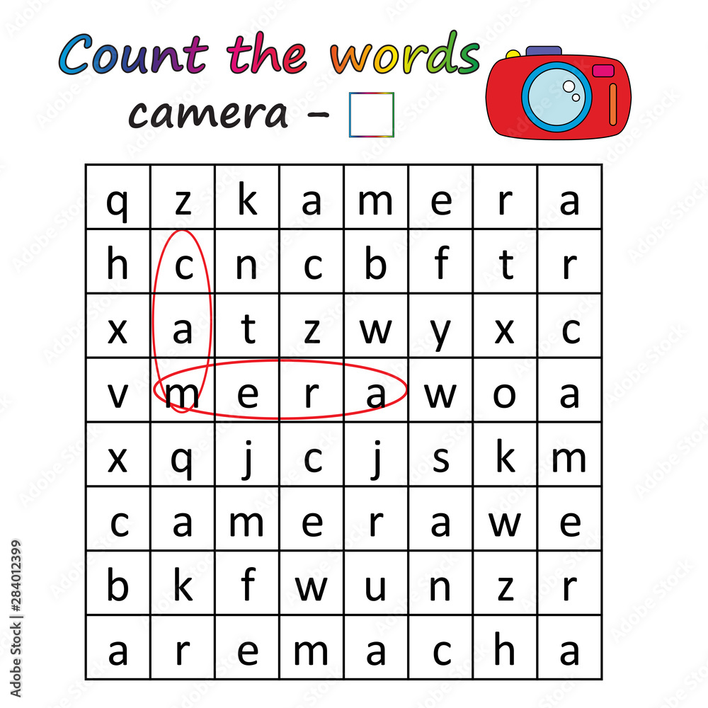 Worksheet. Game for kids - find and count the words. Visual Educational ...