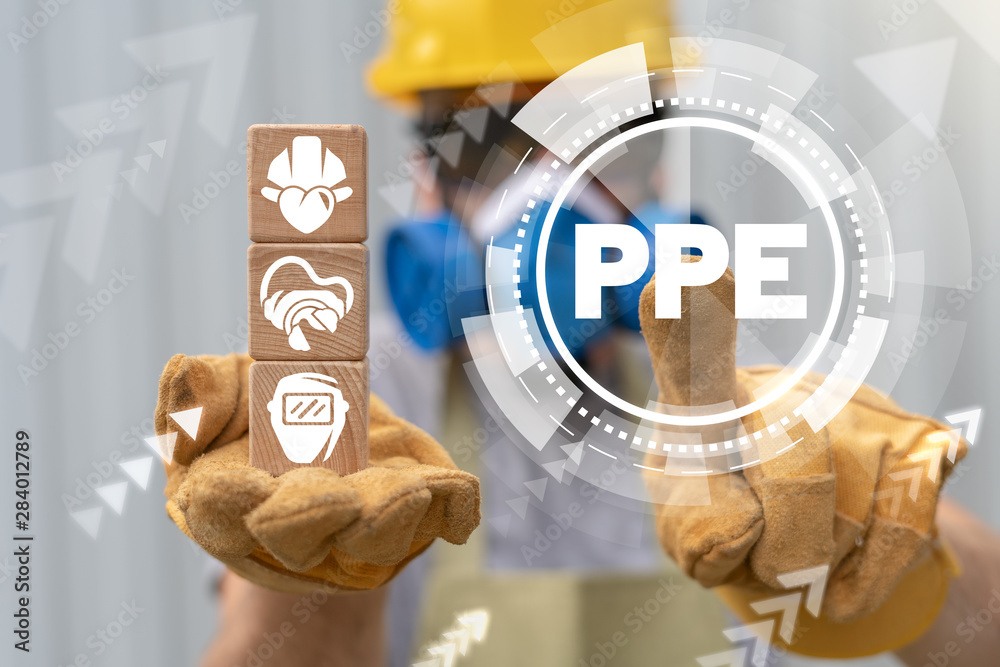 PPE Personal Protective Equipment Required Industry concept. Safety ...