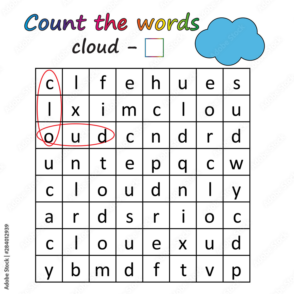 Worksheet. Game for kids - find and count the words. Visual Educational ...