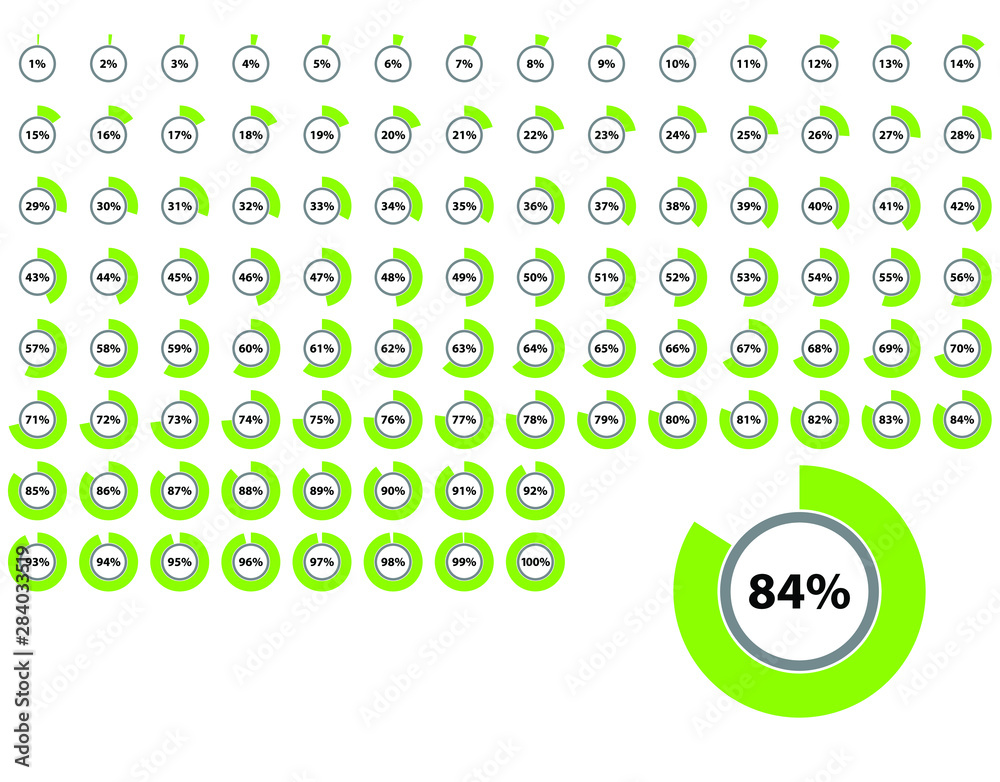 Circle percentage diagrams from 1 to 100. web design, infographic ...
