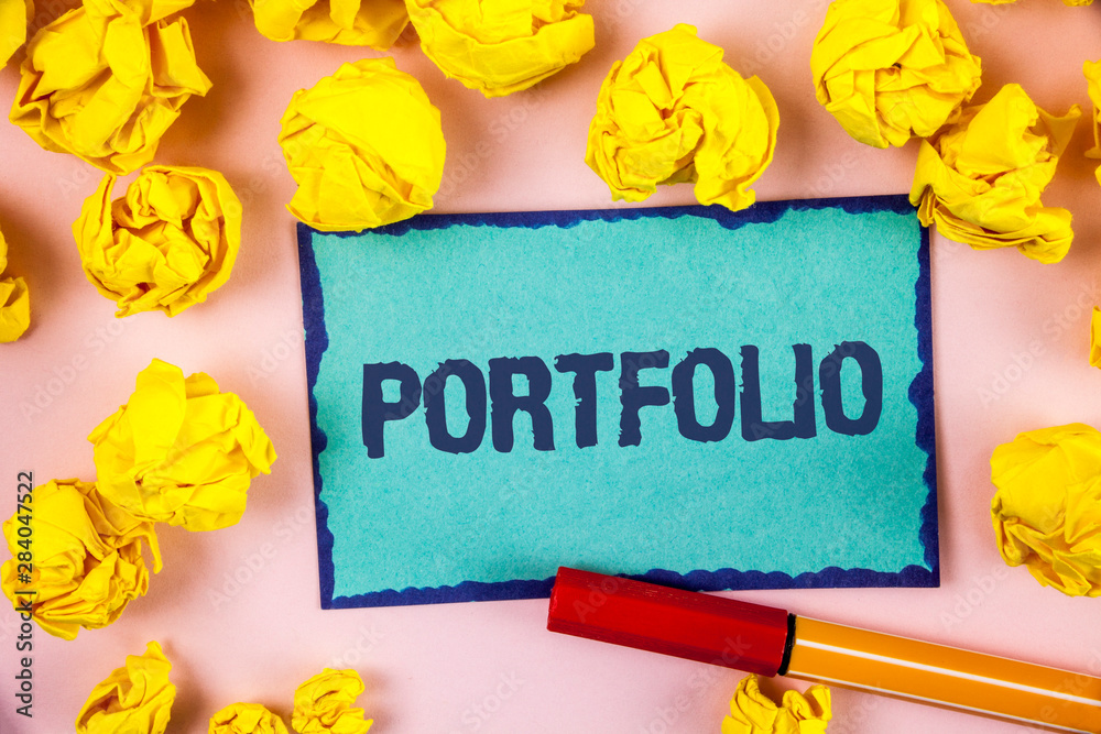 Writing note showing Portfolio. Business photo showcasing Examples of ...