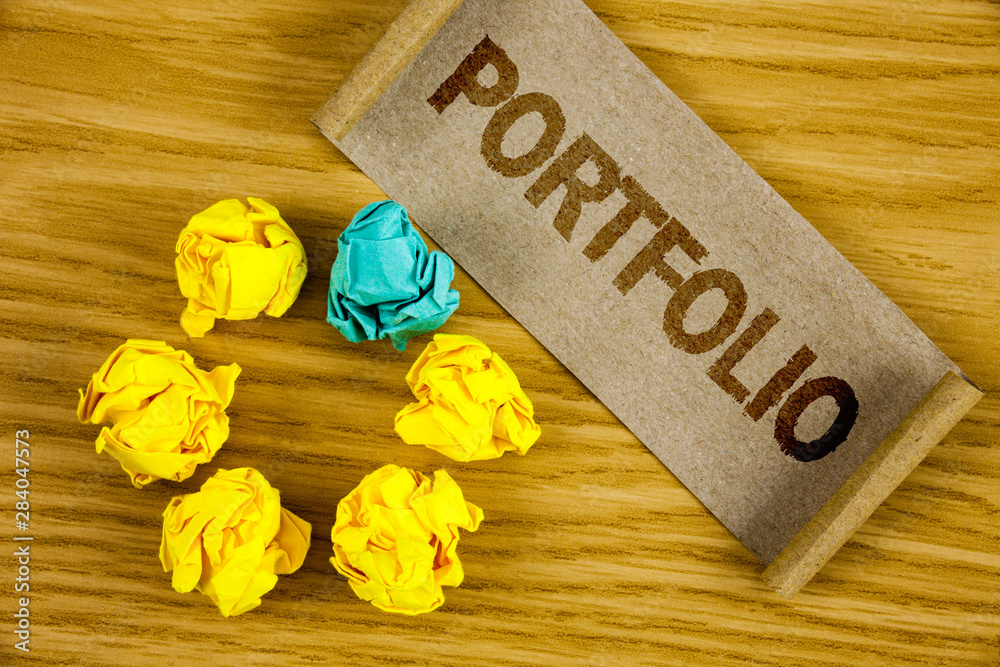 Text sign showing Portfolio. Conceptual photo Examples of work used to ...