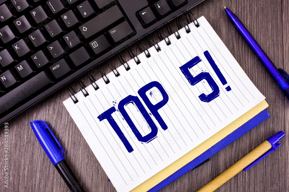 Word writing text Top 5 Motivational Call. Business concept for The ...