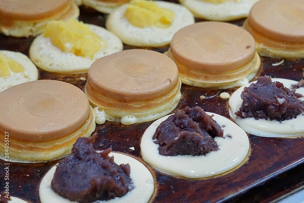 Obanyaki also known as Imagawayaki, Japanese dessert made from flour ...