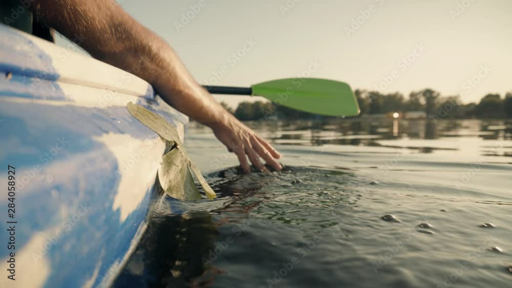 Hands Playing With Water. Hands Touching Water.dragging and sliding her ...