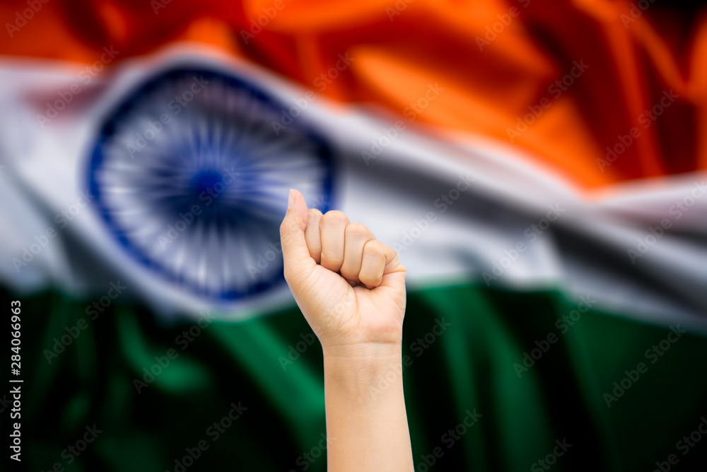 Happy India republic, Hands of people with India national flag in ...