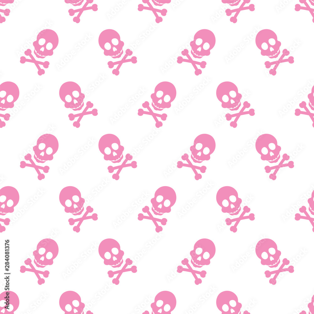 Cute Pink Skeleton Pattern Stock Vector Adobe Stock