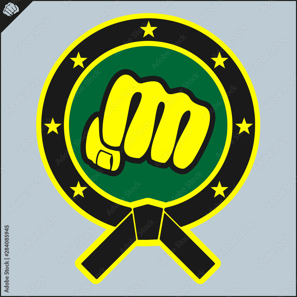 Karate high kick emblem. Martial art colored simbol design. Vector, EPS ...