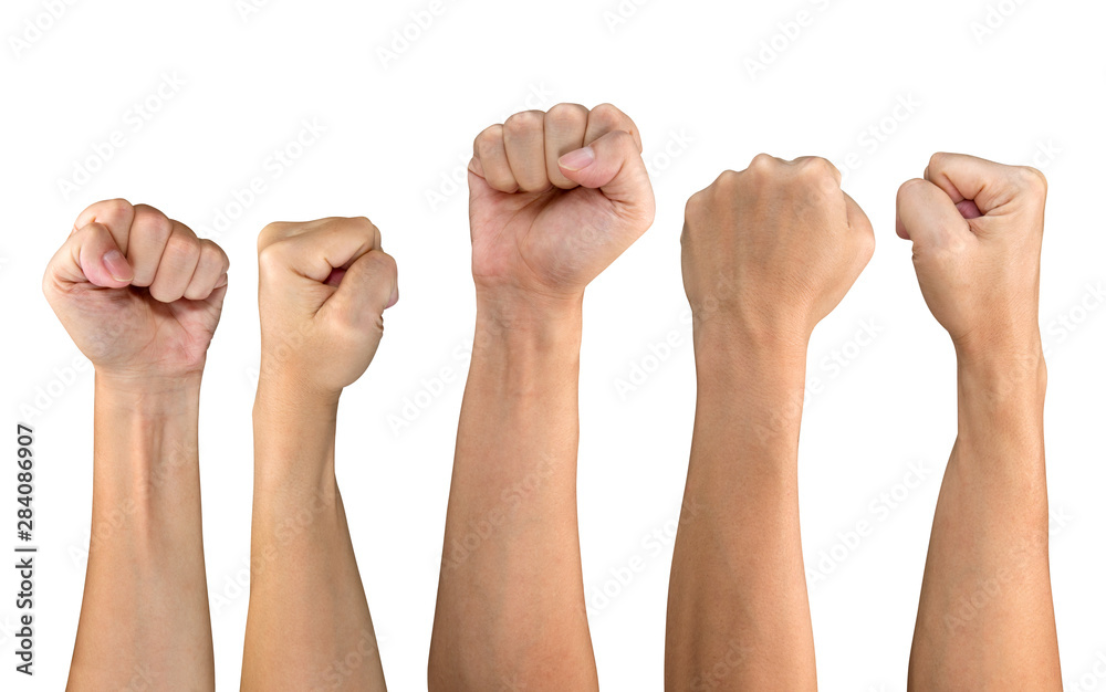 Man fist set isolated on white background Stock Photo | Adobe Stock