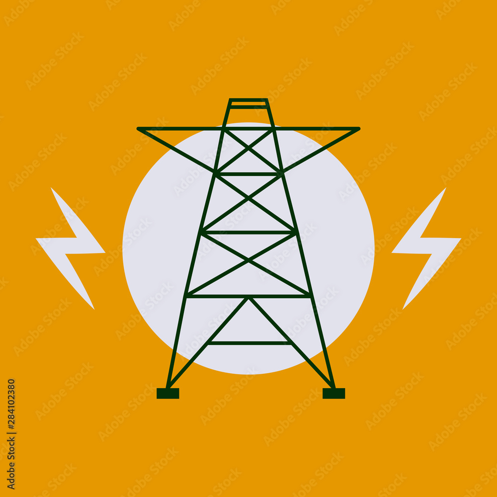 Vector high voltage pylon on white background in isometric perspective ...