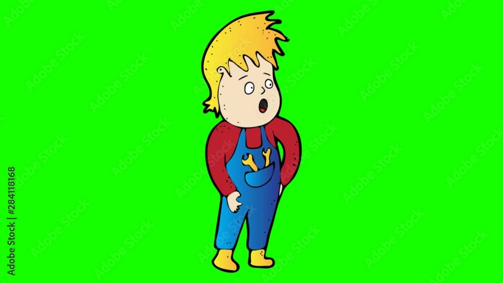 animated repair man character . green screen 2D animation Stock Video ...