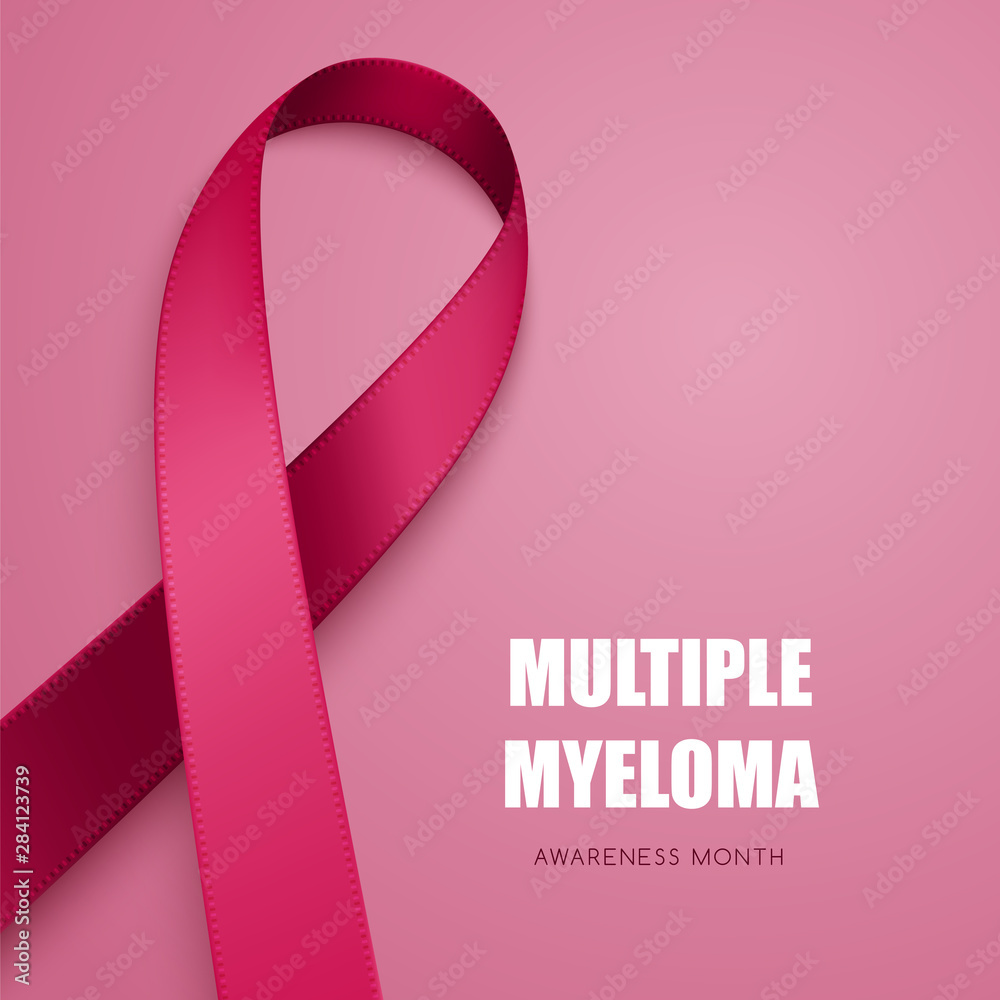 Realistic burgundy ribbon. Symbol of multiple myeloma, meningitis ...