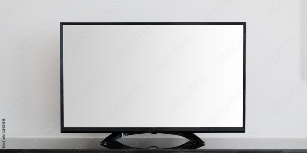 LED TV blank white screen on the wall for design, advertising design ...