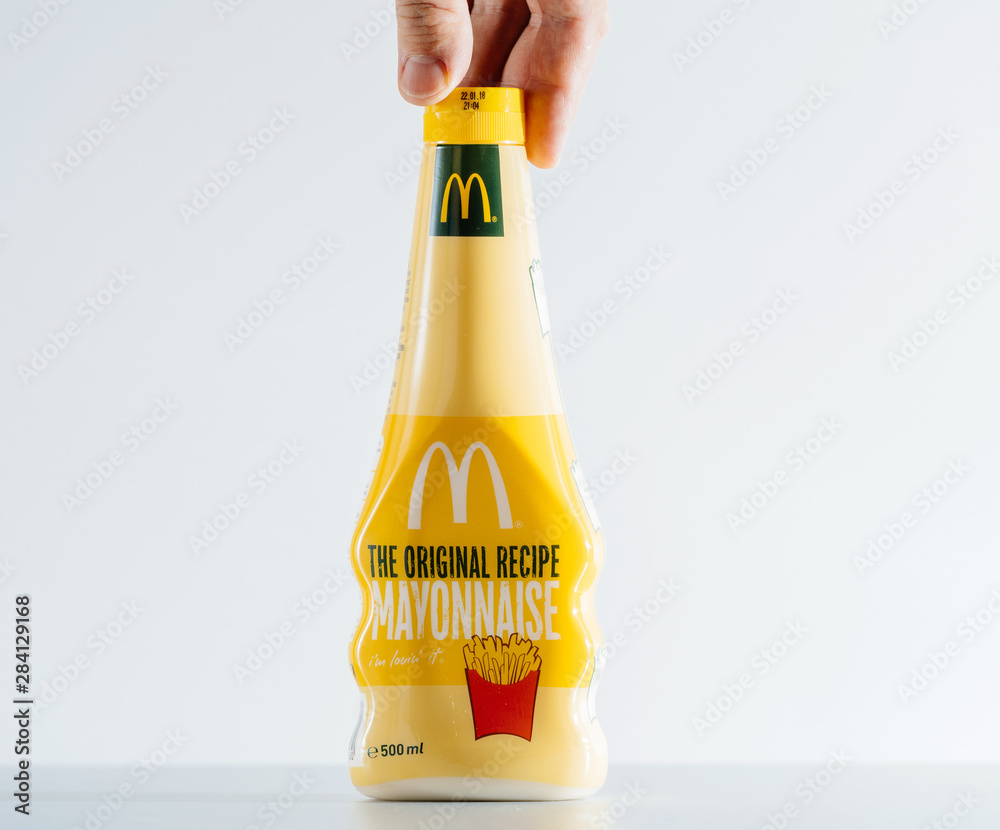 PARIS, FRANCE - JUL 30, 2017: McDonald The original recipe Mayonnaise ...