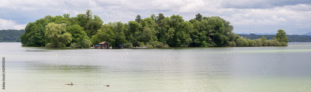 FELDAFING, BAVARIA / GERMANY - June 16, 2019: Panorama view of the ...