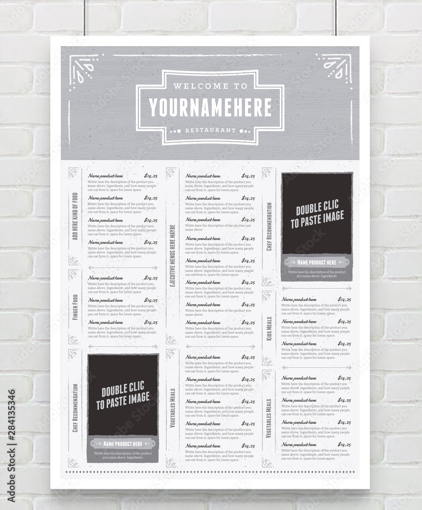 Classy Food Menu 4 Poster Stock Vector | Adobe Stock