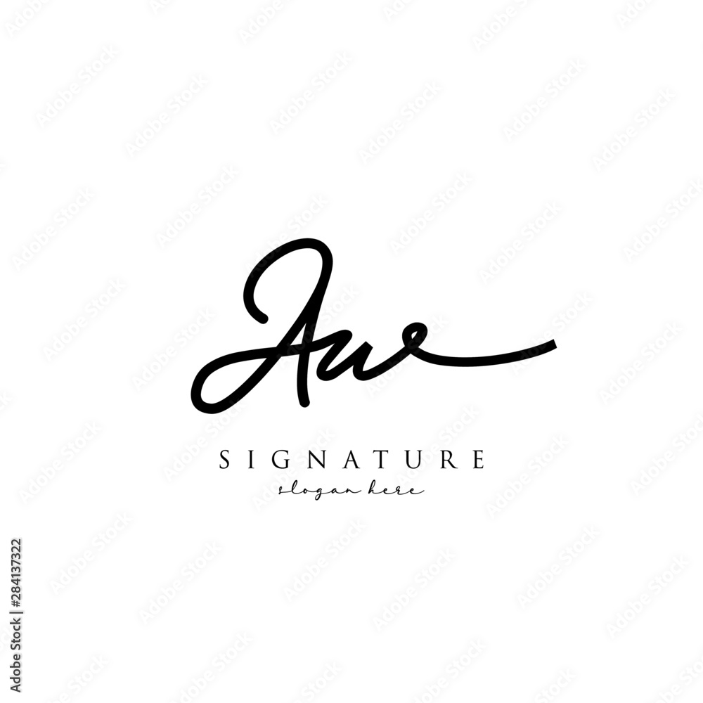 AW Signature letter Logo Template Vector Stock Vector | Adobe Stock