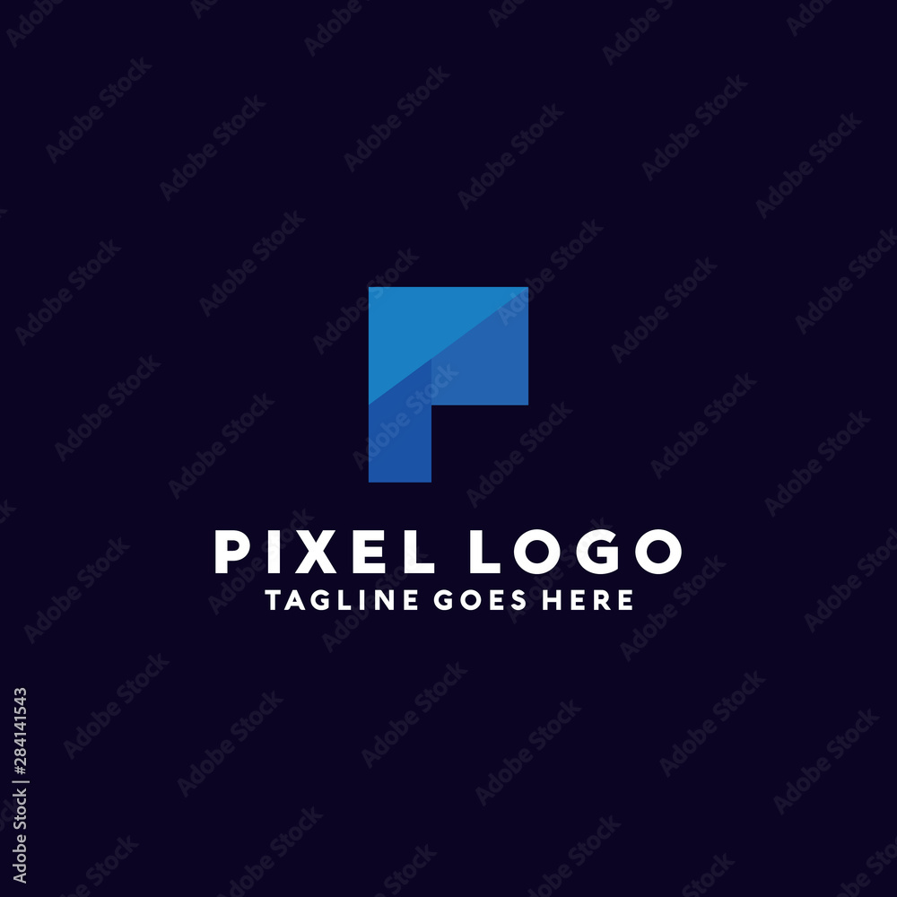 Letter P Pixel Logo Vector Logo Design Template. Technology and ...
