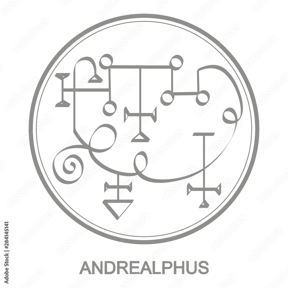 Vector icon with symbol of demon Andrealphus Sigil of Demon Andrealphus ...
