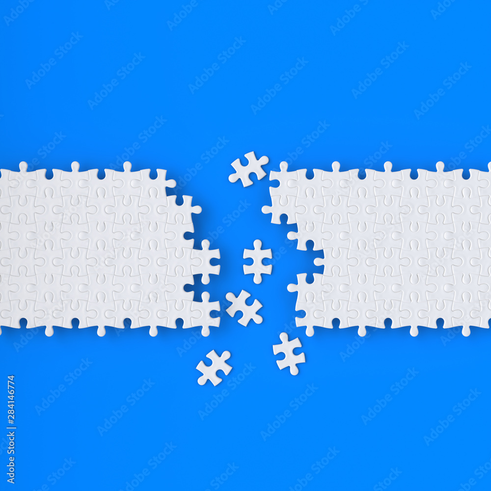 Structural violation, broken part of jigsaw puzzle bridge, unresolved ...