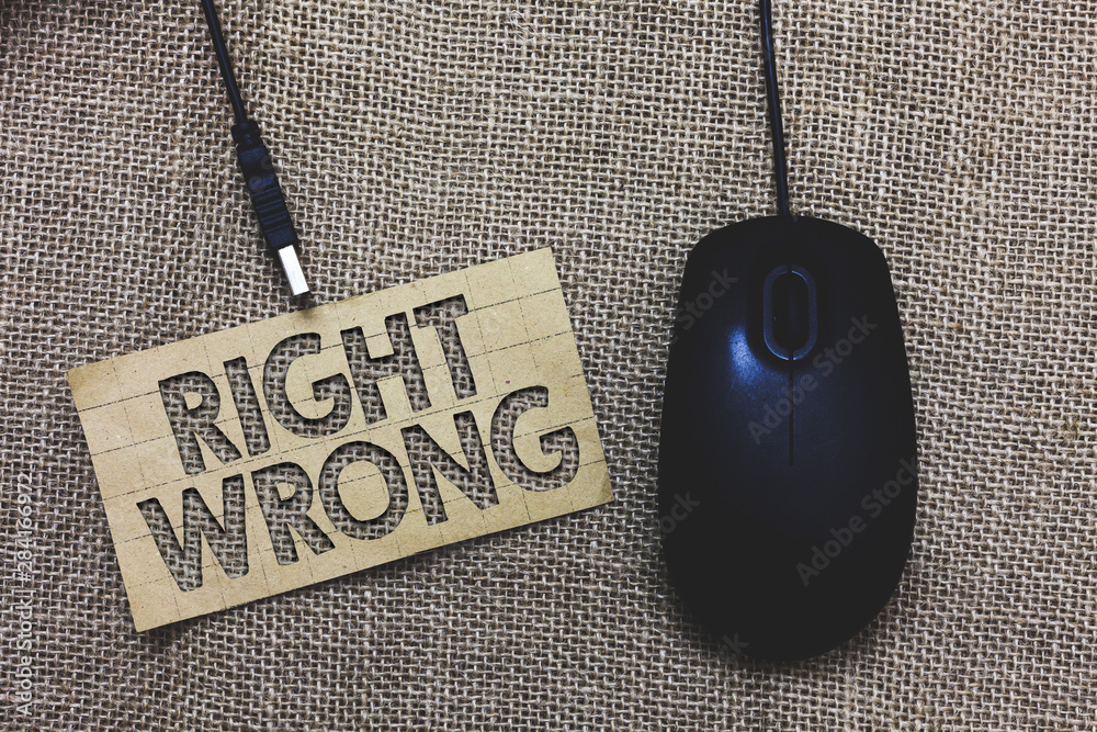 Word writing text Right Wrong. Business concept for choose between two ...
