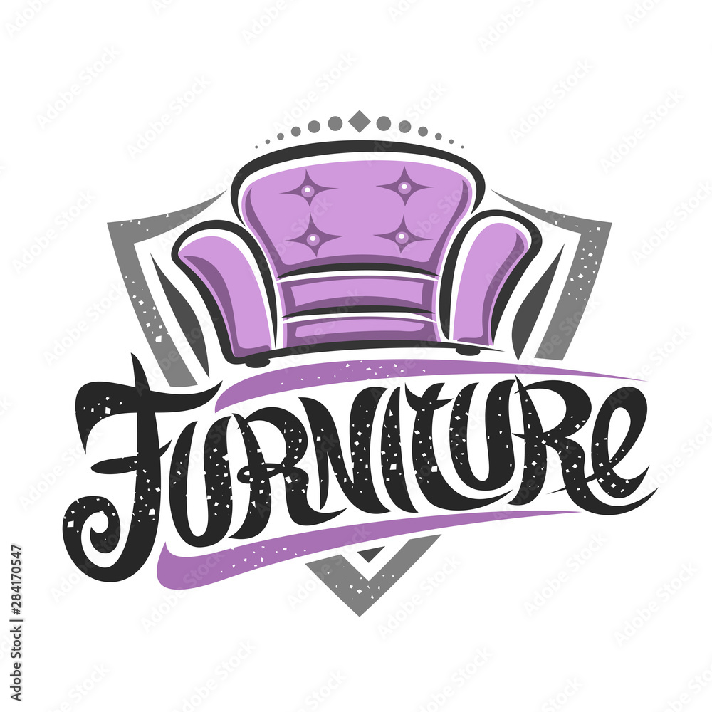 Vector logo for Furniture, decorative sign board with illustration of ...