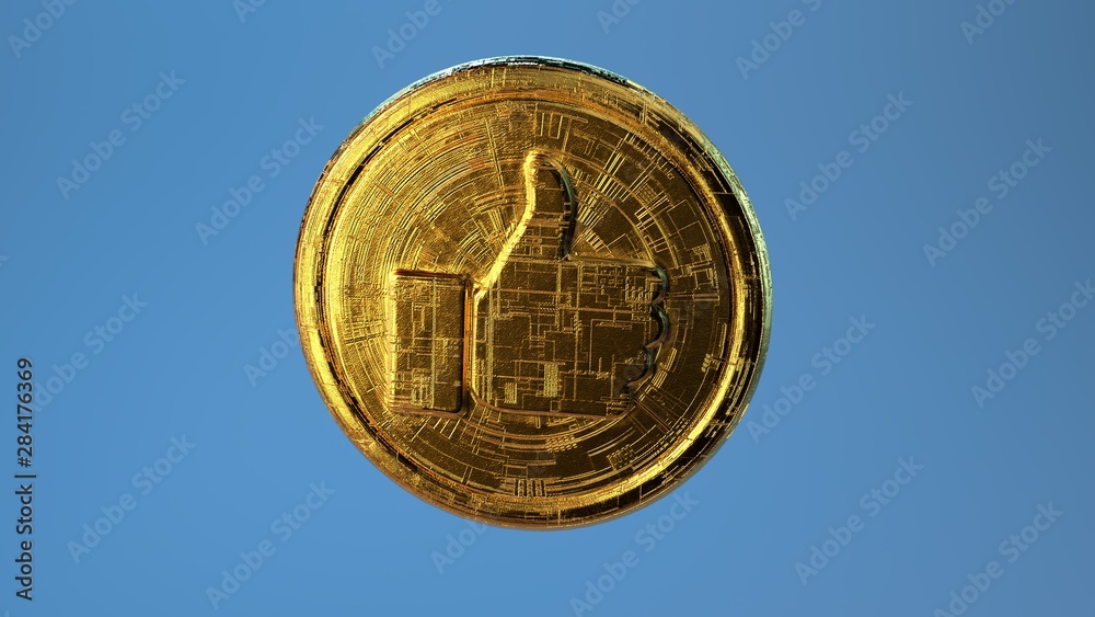 Thumbs up like emote global digital crypto currency mining future ...