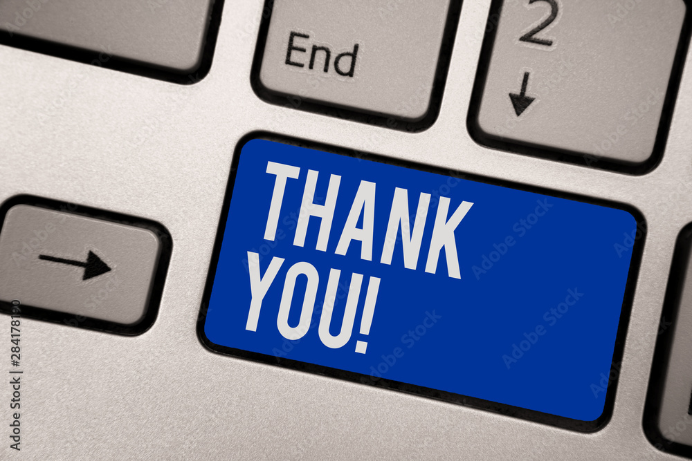 Writing note showing Thank You. Business photo showcasing replaying on ...