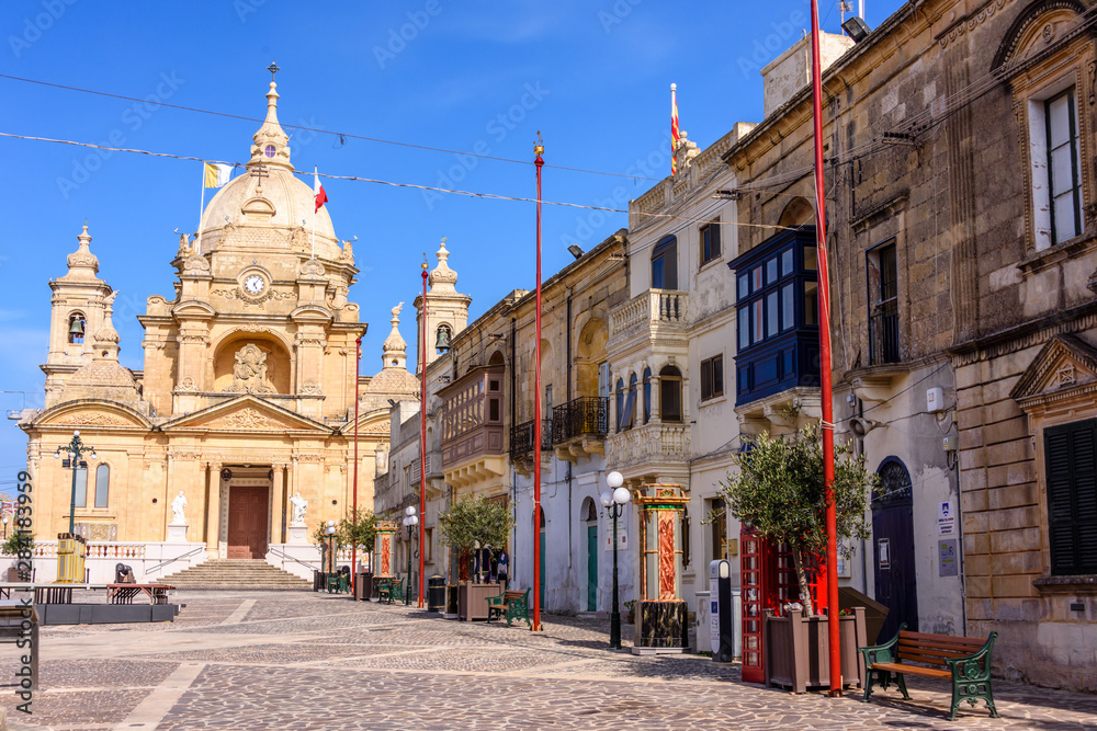 Nadur town centre with its church, Gozo, Malta. Stock Photo | Adobe Stock